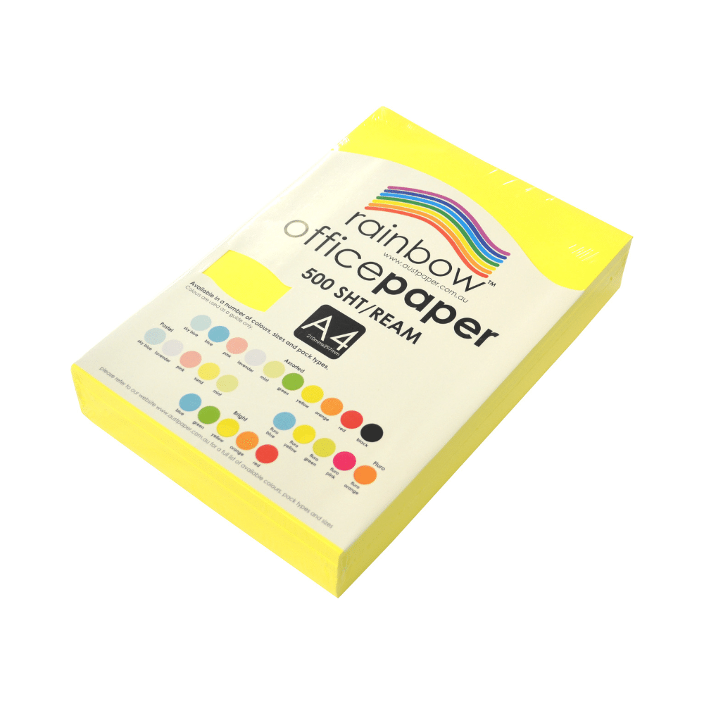 Yellow A4 Fluro Coloured Office Paper 500 Sheets | Bulk Buys