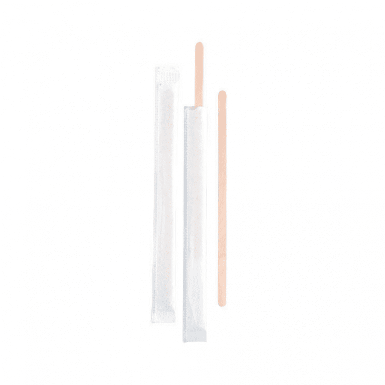 Wrapped Coffee Wood Stirrers 140mm x 5mm | Bulk Buys